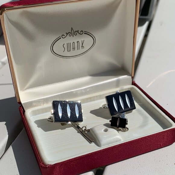 Vintage Swank | Accessories | Vtg Swank Black Onyx With Silver Inlaid ...